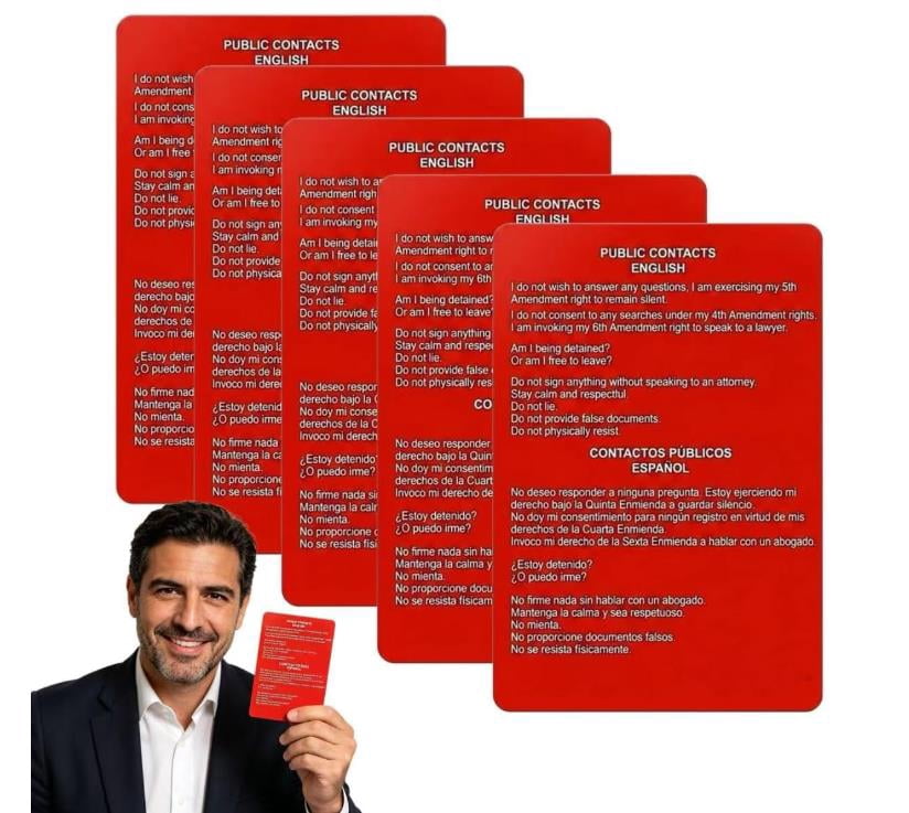 BingTong Know Your Rights Cards - English & Spanish, Immigration Red ...