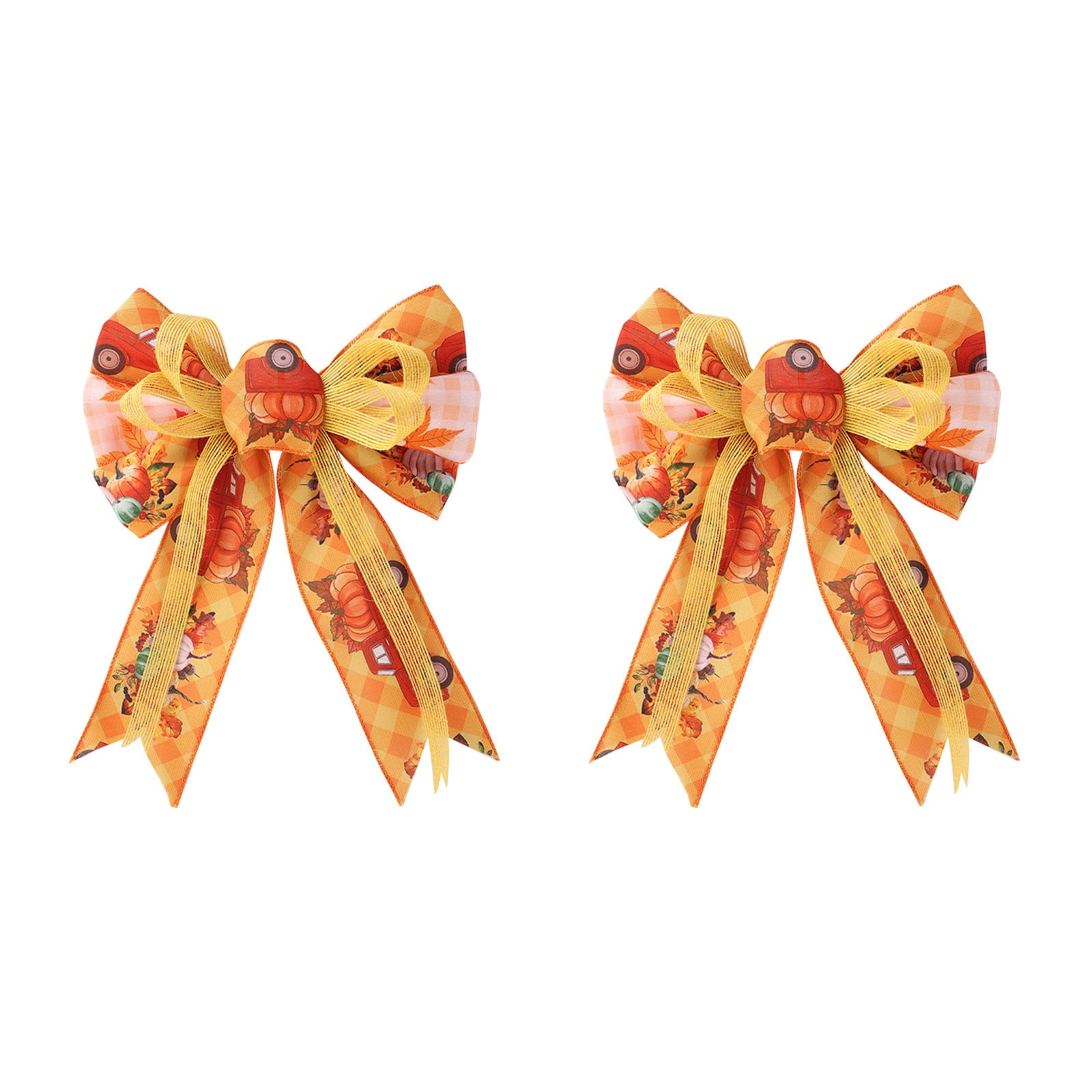 BingTong Large Fall Wreath Bows - Thanksgiving Pumpkin Maple Ribbon Bow ...