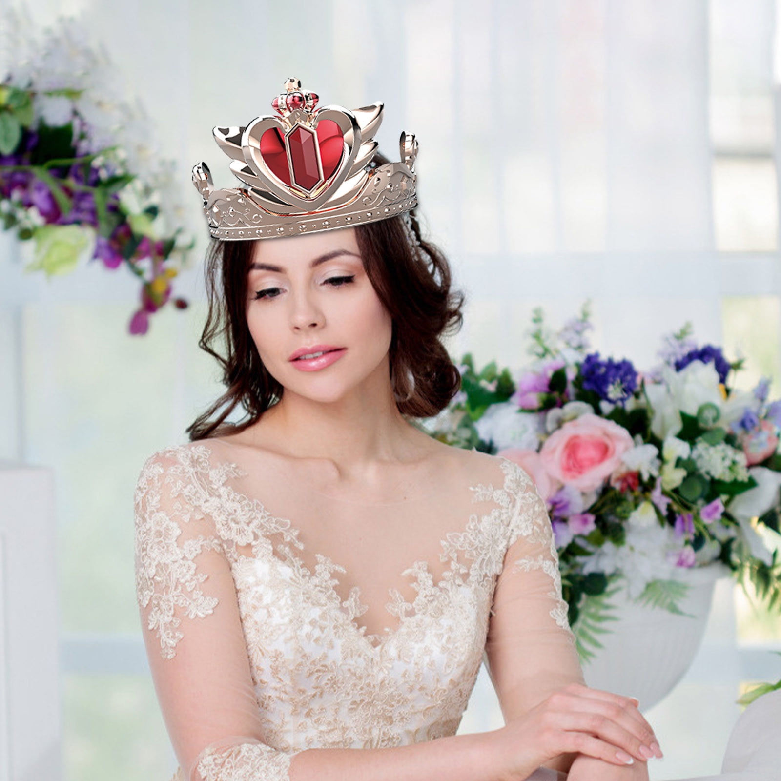 BingTong Light Up Princess Crown for Girls - Small Gold and Red Queen ...