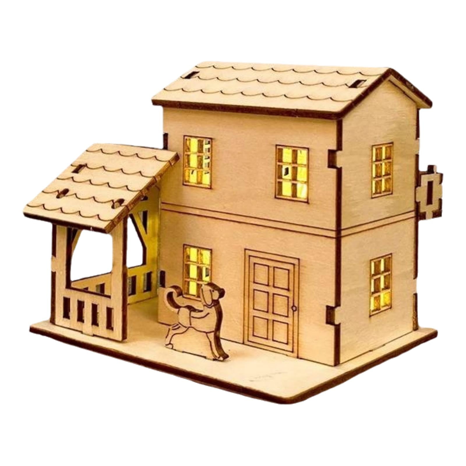 BingTong Light-Up Wooden Christmas Village Houses For Crafts,DIY ...