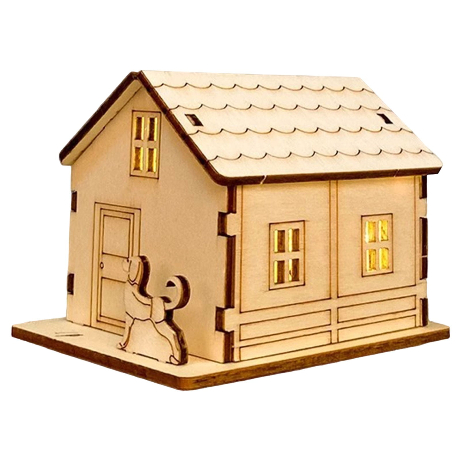 BingTong Light-Up Wooden Christmas Village Houses For Crafts,DIY ...