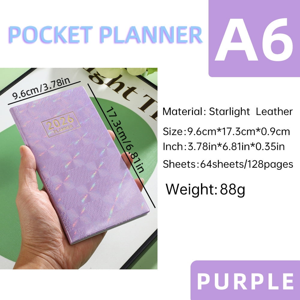 BingTong Mini Planner, 128 Pages A6 Pocket Calendar 2026, Weekly ...