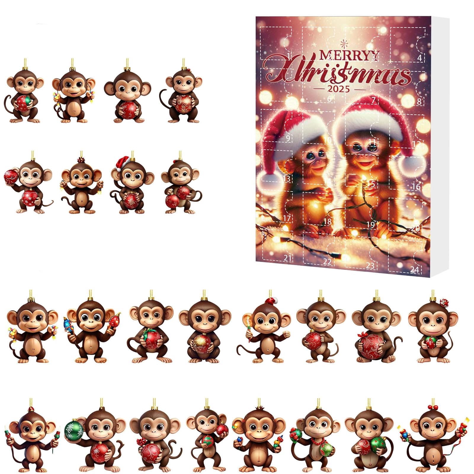 BingTong Monkey Ornament Calendar - Christmas Monkey Countdown For ...