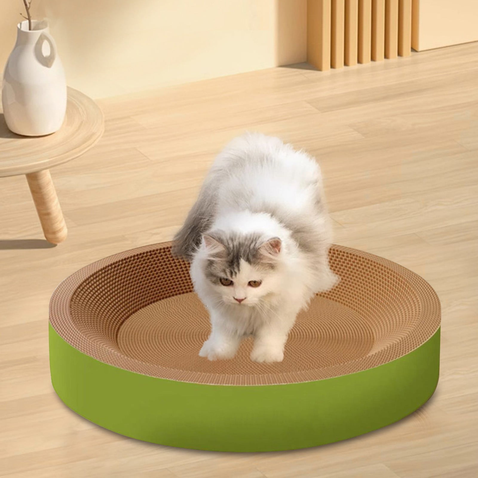 BingTong Oval Cardboard Cat Scratcher Bed Lounger Couch for Indoor Cats ...