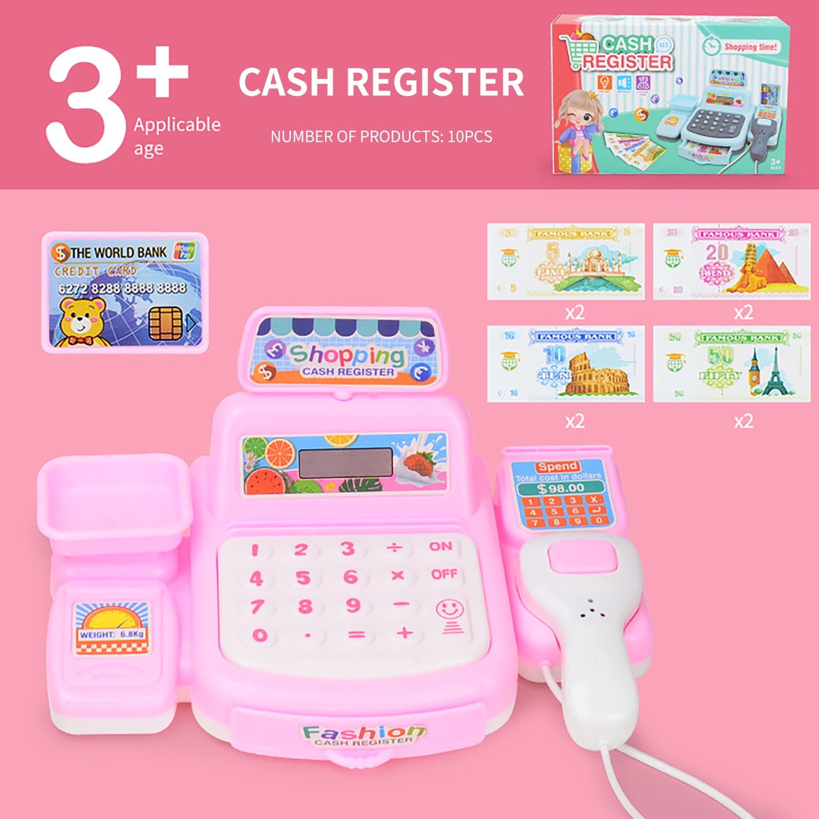 Gpaecead Pretend Play Calculator Cash Register Toy as Preschool Gift ...