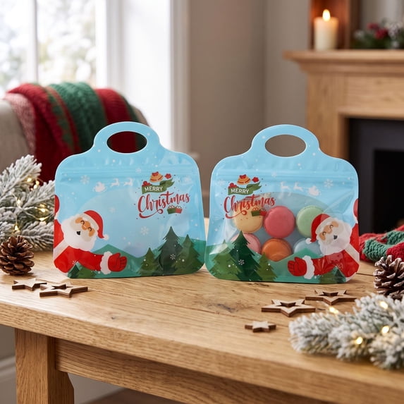 BingTong Reusable Christmas Treat Bags, Small Clear Plastic With Handle ...