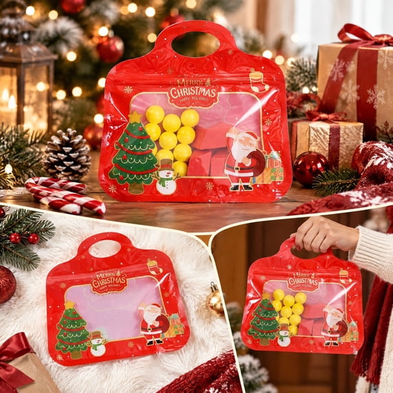 BingTong Reusable Christmas Treat Bags, Small Clear Plastic With Handle ...