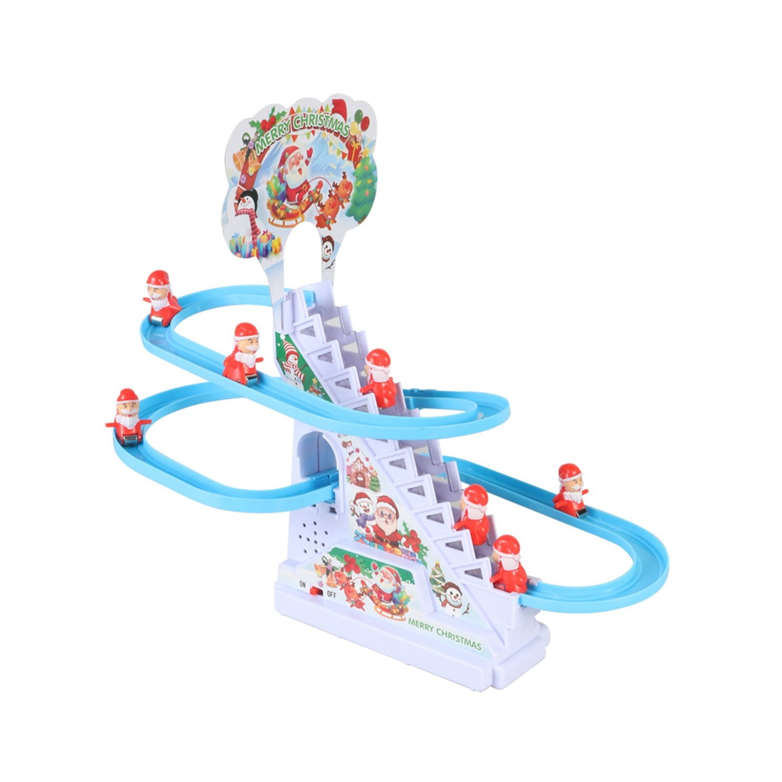 BingTong Santa Claus Electric Slide Toy Set: Sliding Track Set Stair ...