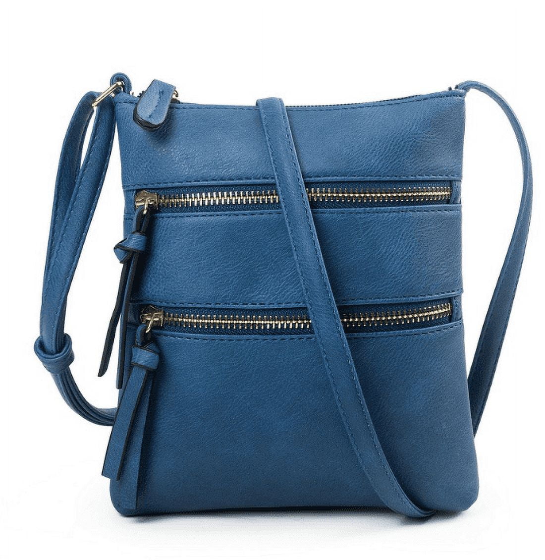 BingTong Small Multi Zipper Pocket Crossbody Bag With Adjustable Strap ...