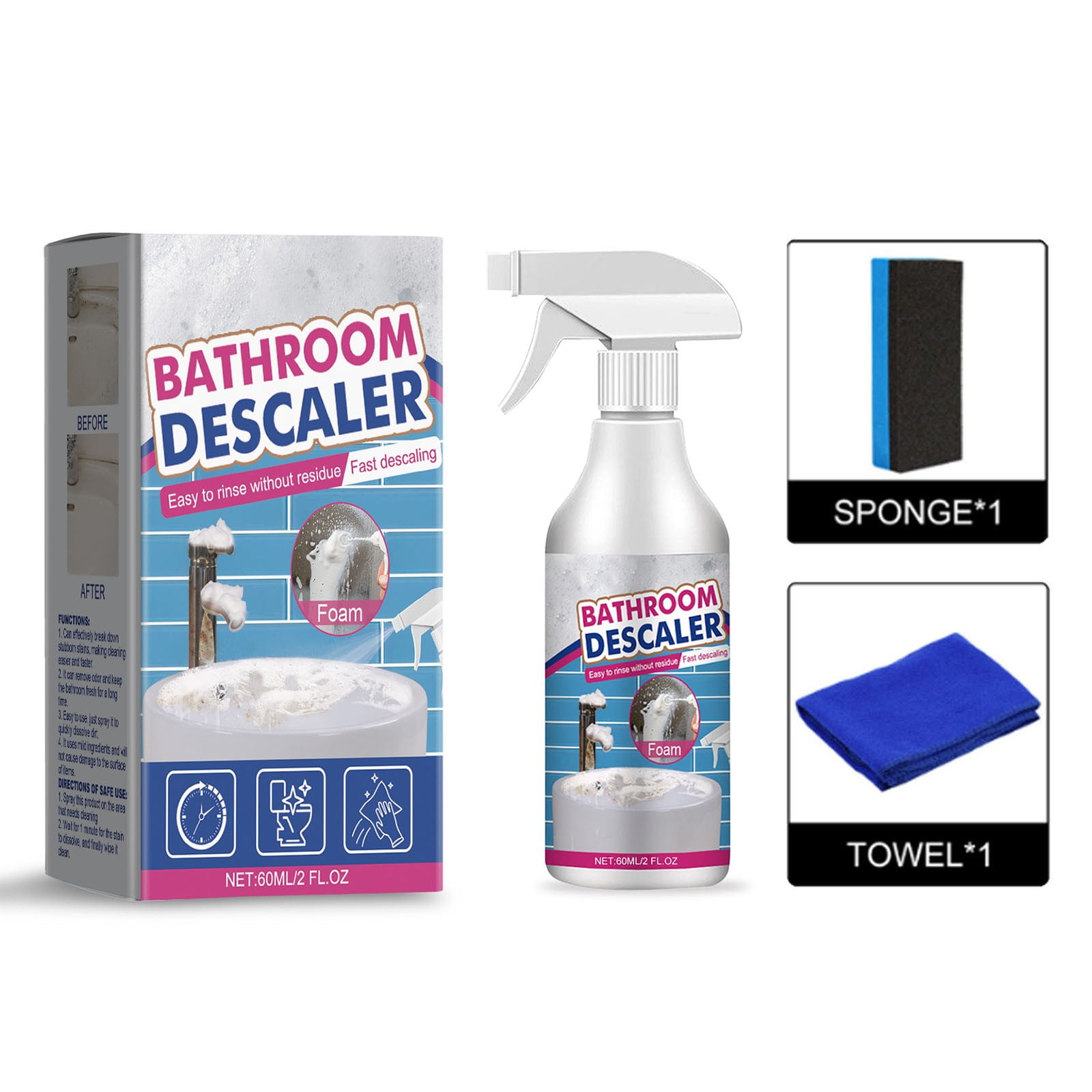 BingTong Stubborn Stains Cleaner, New Bathroom Descaler Cleaner ...