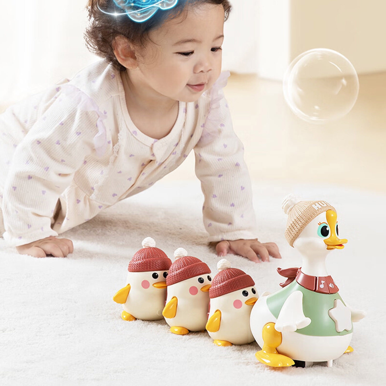 BingTong Tummy Time Duck Family Toy, Walking Duck with Baby Ducks, 4 ...