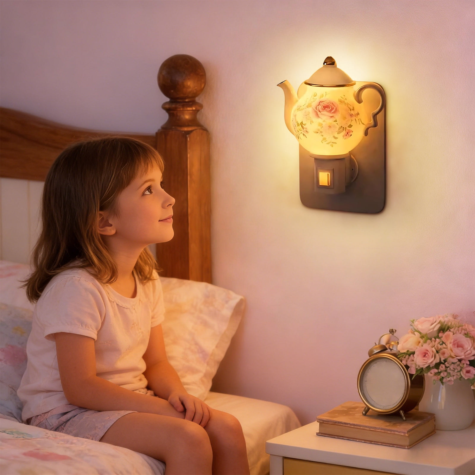 BingTong Vintage Teacup Night Light, Teacup Cup-Shaped Plug in ...
