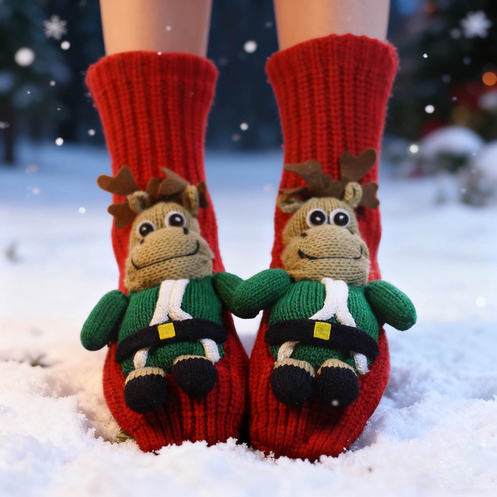 BingTong Warm Christmas Stockings,Animal Motifs,Thick Knit 3D Animal ...
