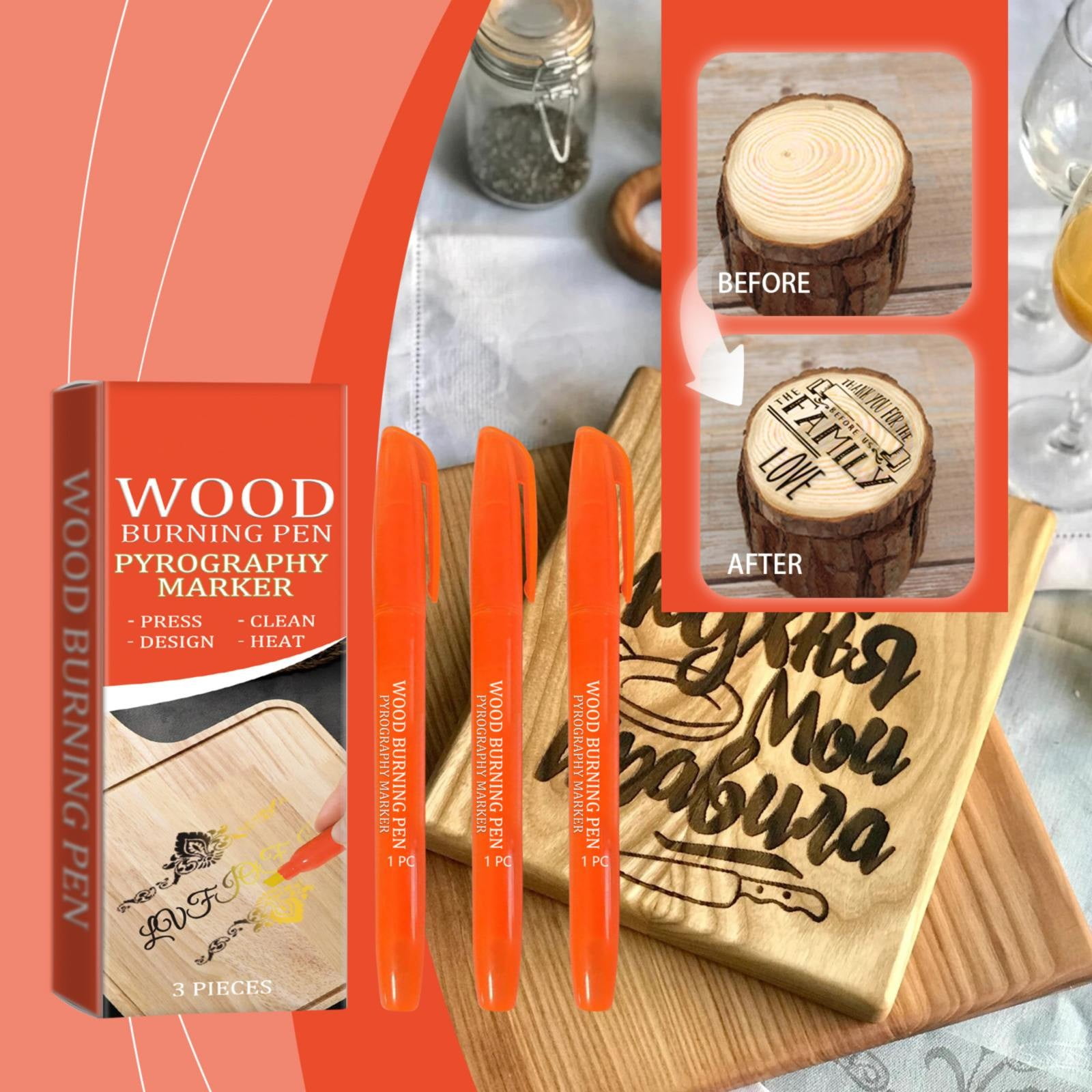 BingYELH 3-Piece Pyrography Marker Set - Pyrography Marker,Wood Burning ...