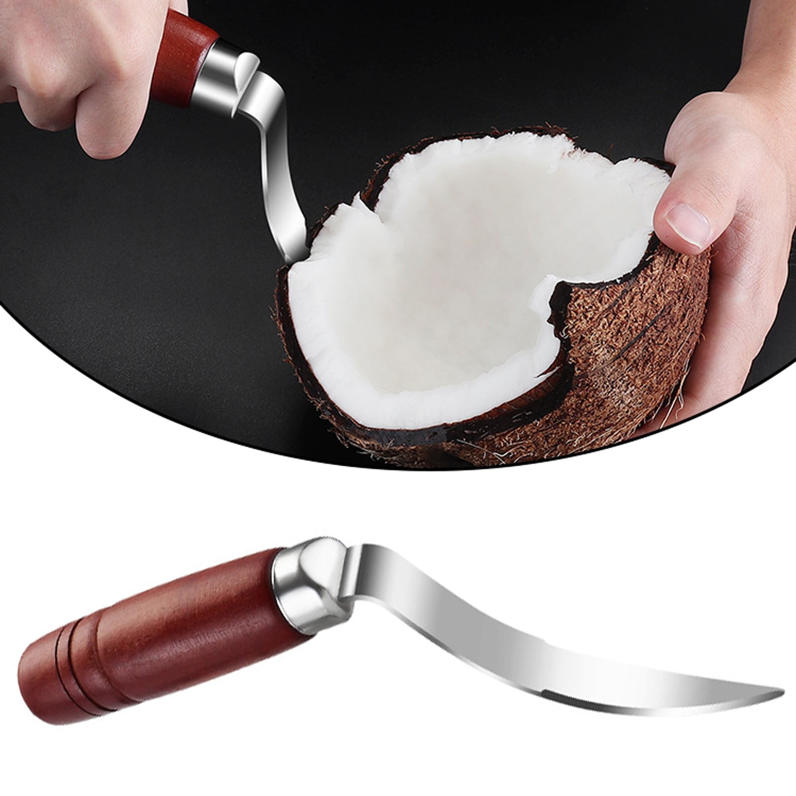 BingYELH Coconut Meat Removal Tool - Stainless Scraper with Wooden ...