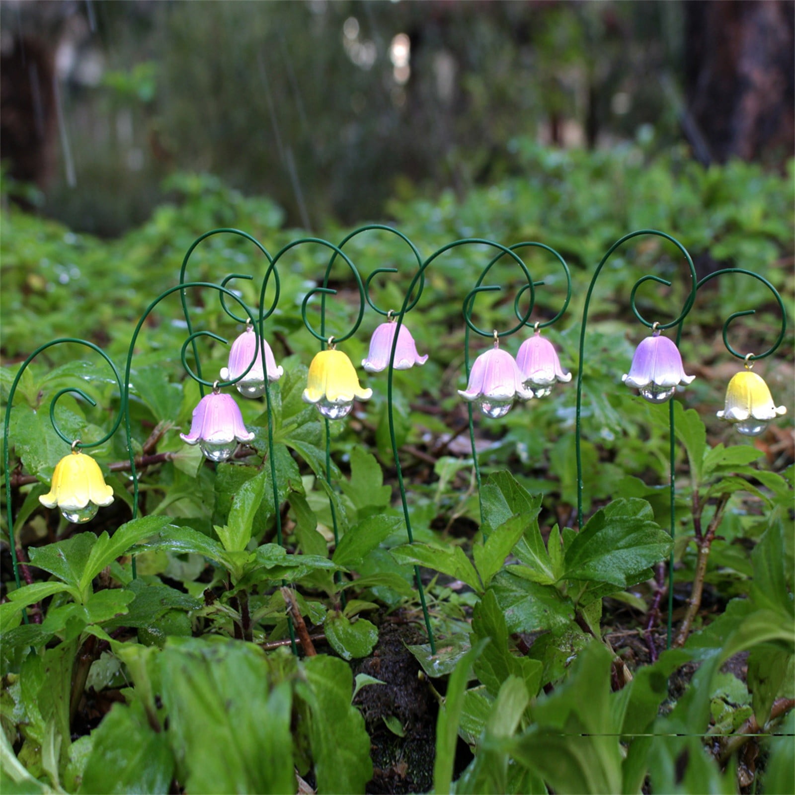 BingYELH Lily of the Valley Garden Stakes - 9-Piece Metal Yard Art for ...