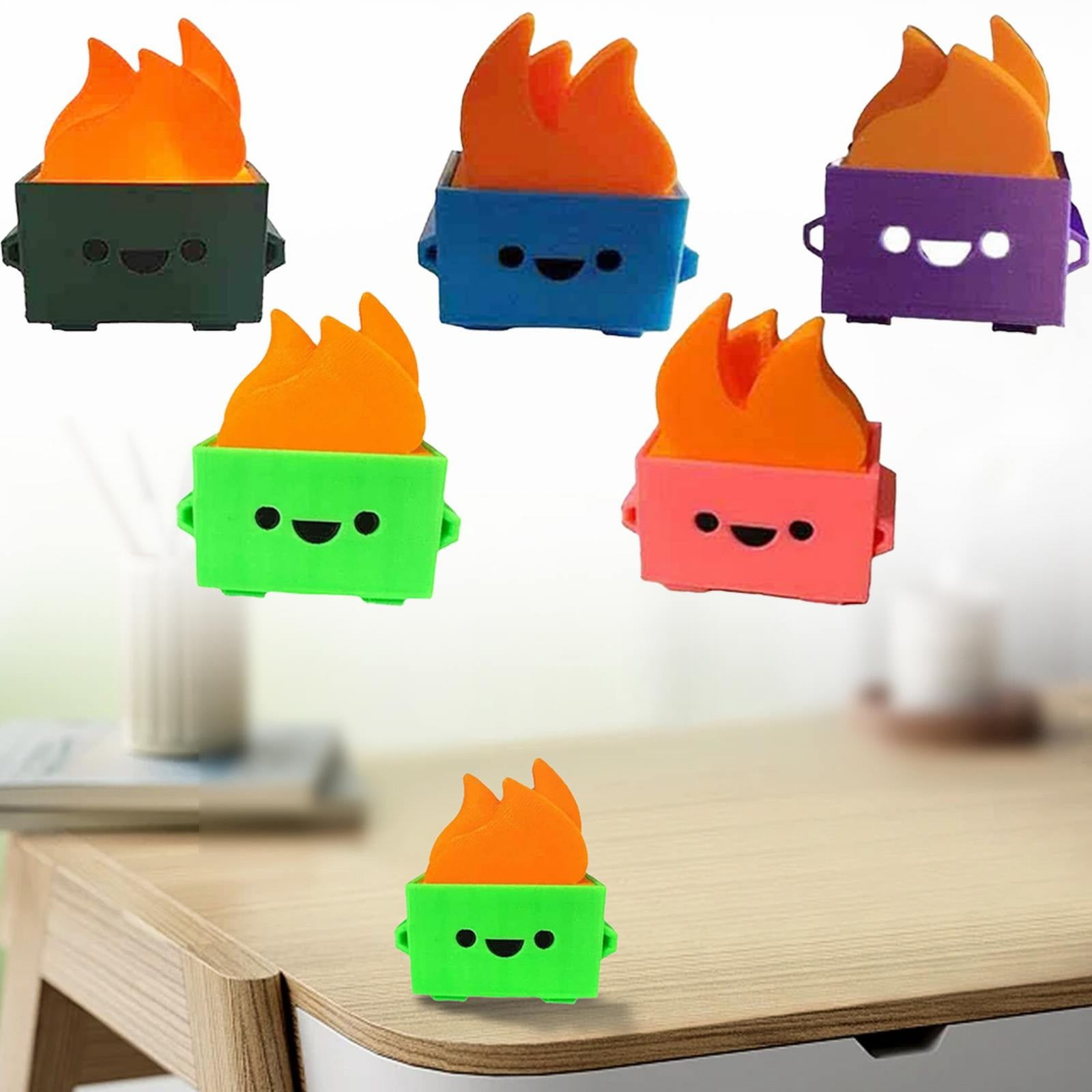 BingYELH Set of 5 Teeny Tiny Dumpster Fire Desk Decoration - Creative ...