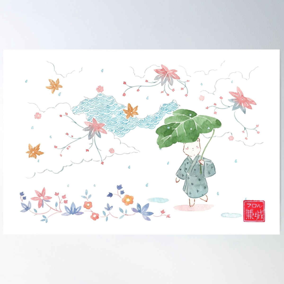 Bingata | Attabui (Sudden Rain) Poster Wall Art, Modern Wall Decor For ...