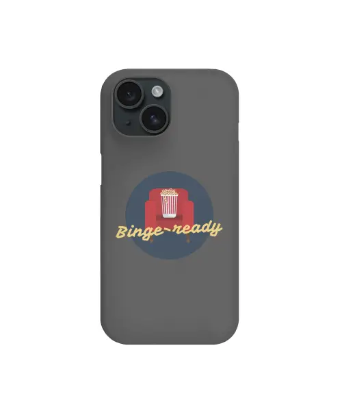 Binge Ready Funny TV Movie Watching Art Phone Case for iPhone 16 15 14 ...