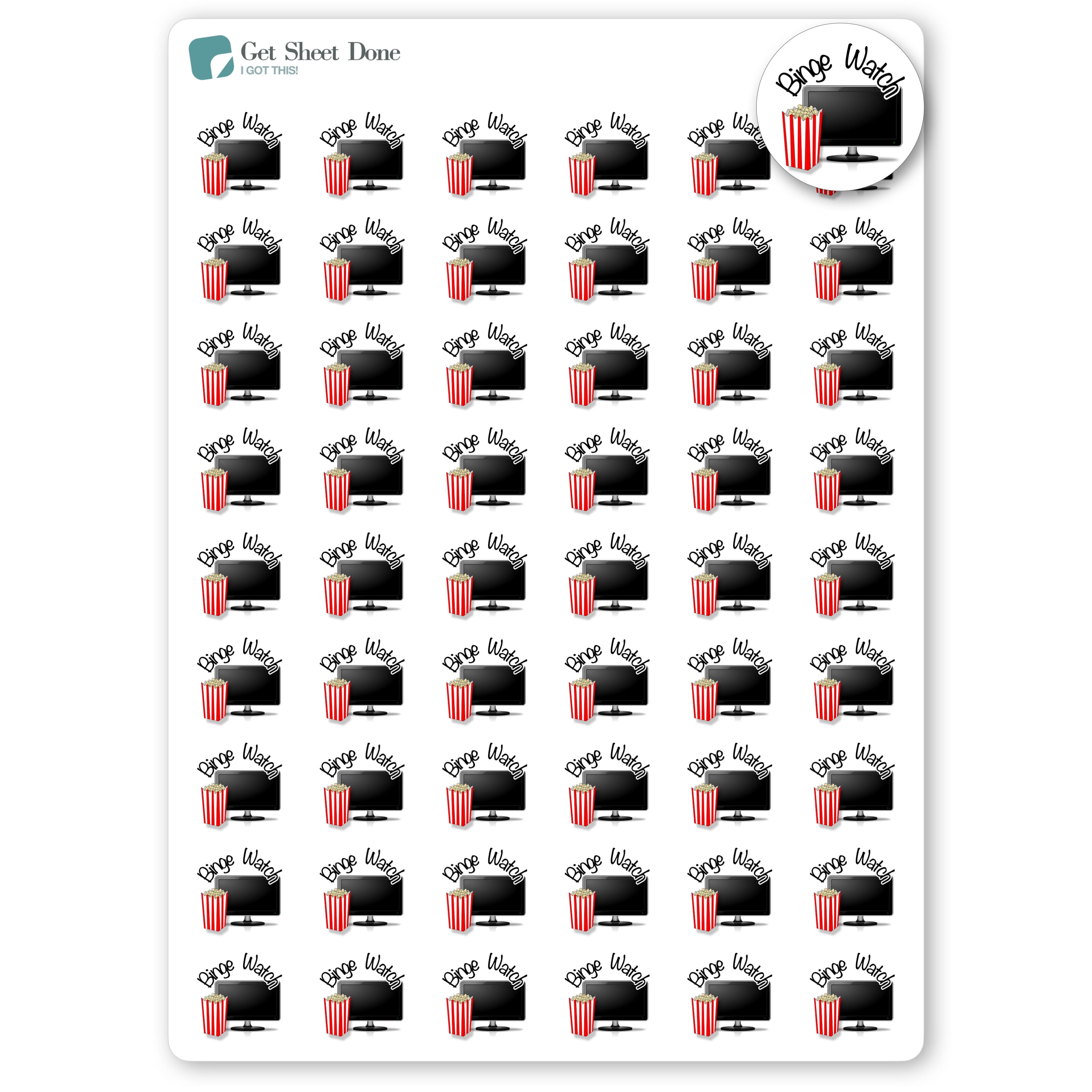 Binge Watch Planner Stickers / Appointments Reminder Stickers / Me Time ...