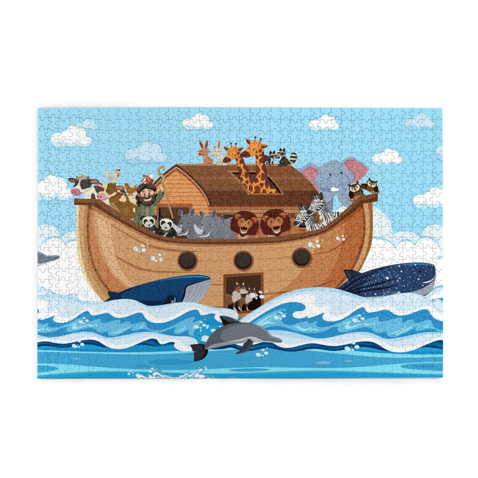 Bingfone 1000 Pieces Jigsaw Puzzles Animals on Noah's Arkfor Adults and ...