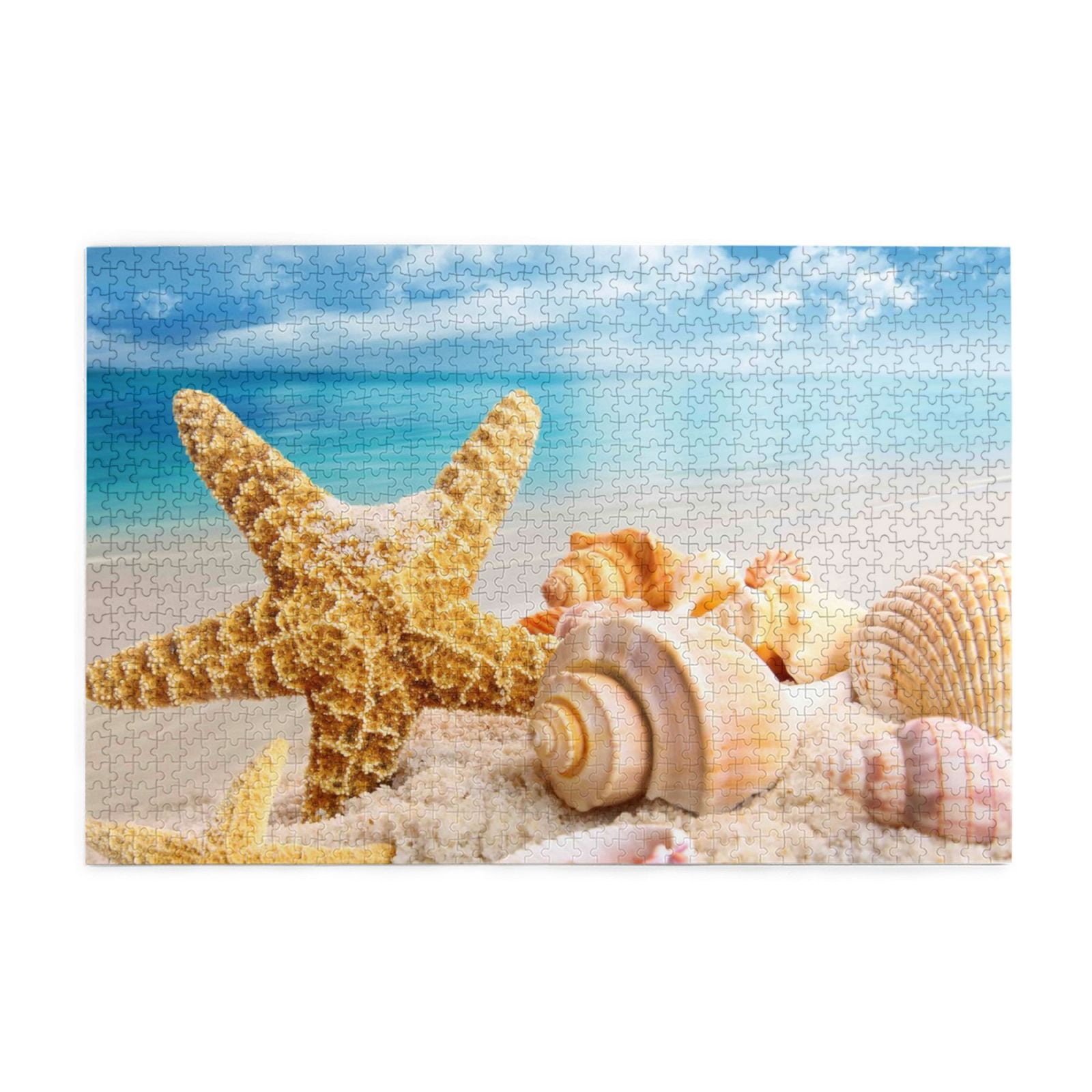 Bingfone 1000 Pieces Jigsaw Puzzles Beach Starfish Shellfor Adults and ...