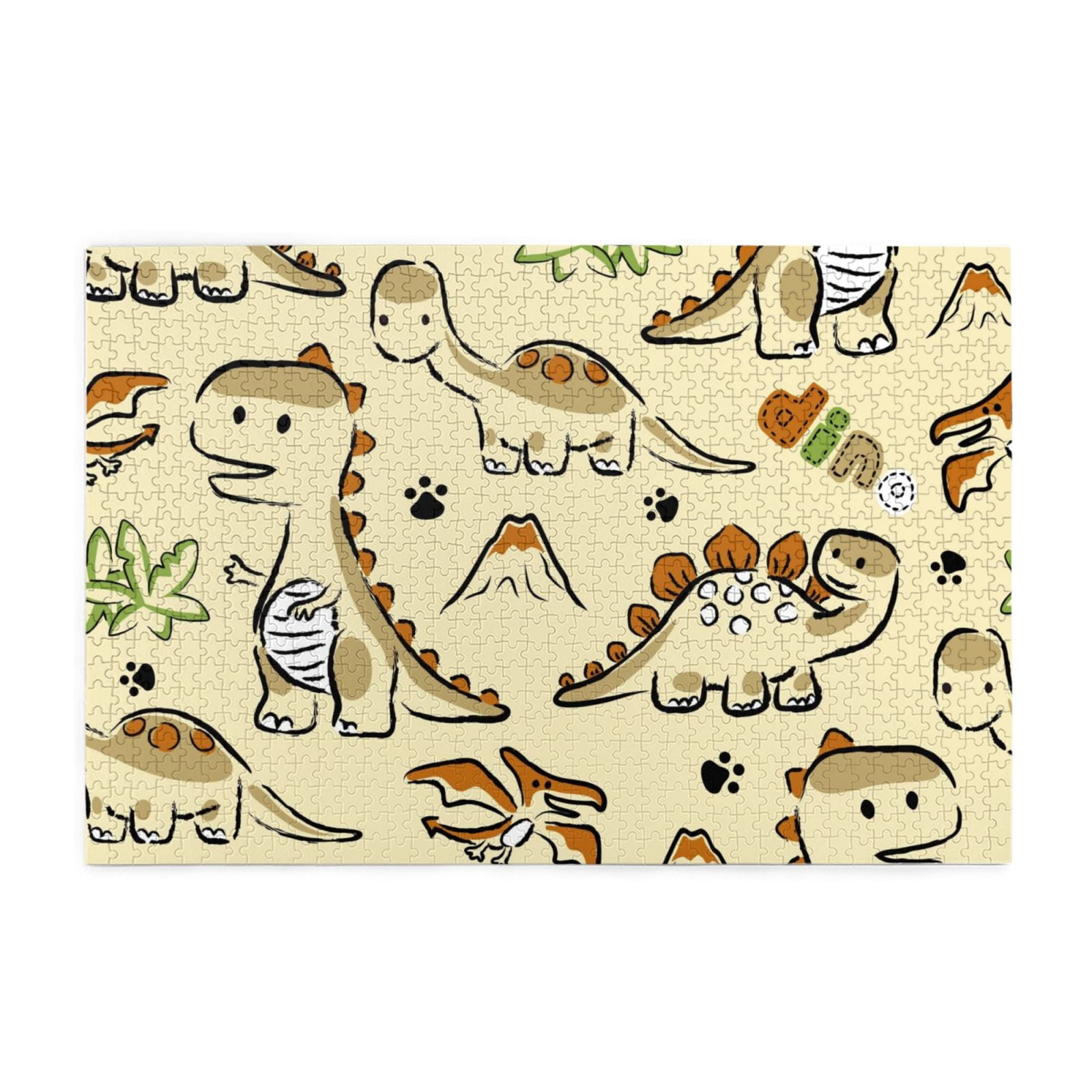 Bingfone 1000 Pieces Jigsaw Puzzles Cartoon Dinosaursfor Adults and ...