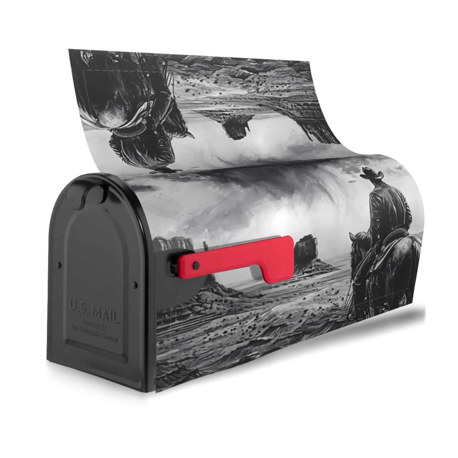 Bingfone 60s Black White Western Cowboy Magnetic Mailbox Cover Standard ...
