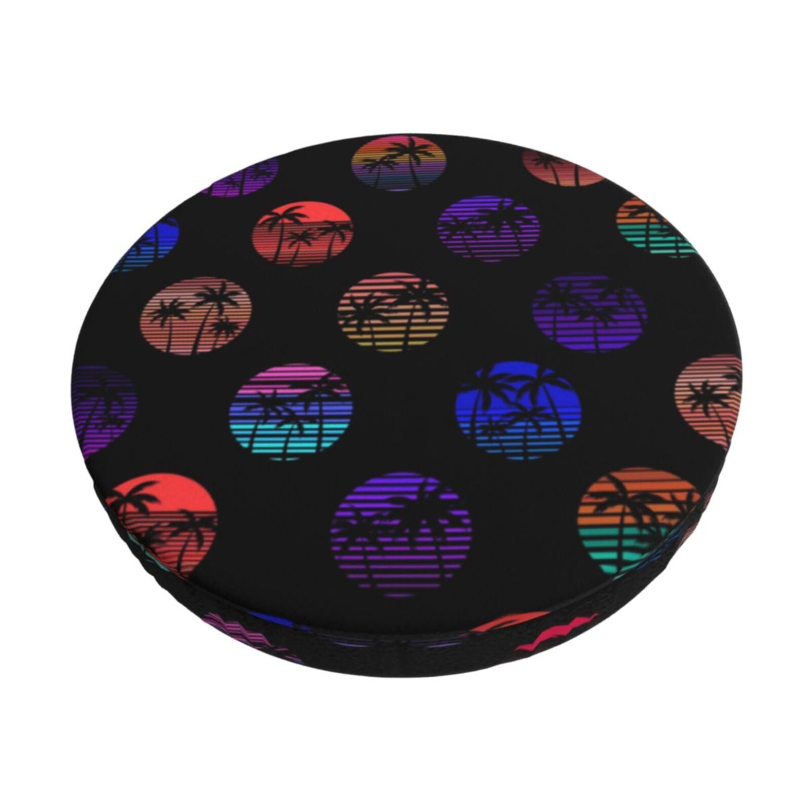 Bingfone 80s Style Palm Trees Padded Round Bar Stool Cover Cushion with ...