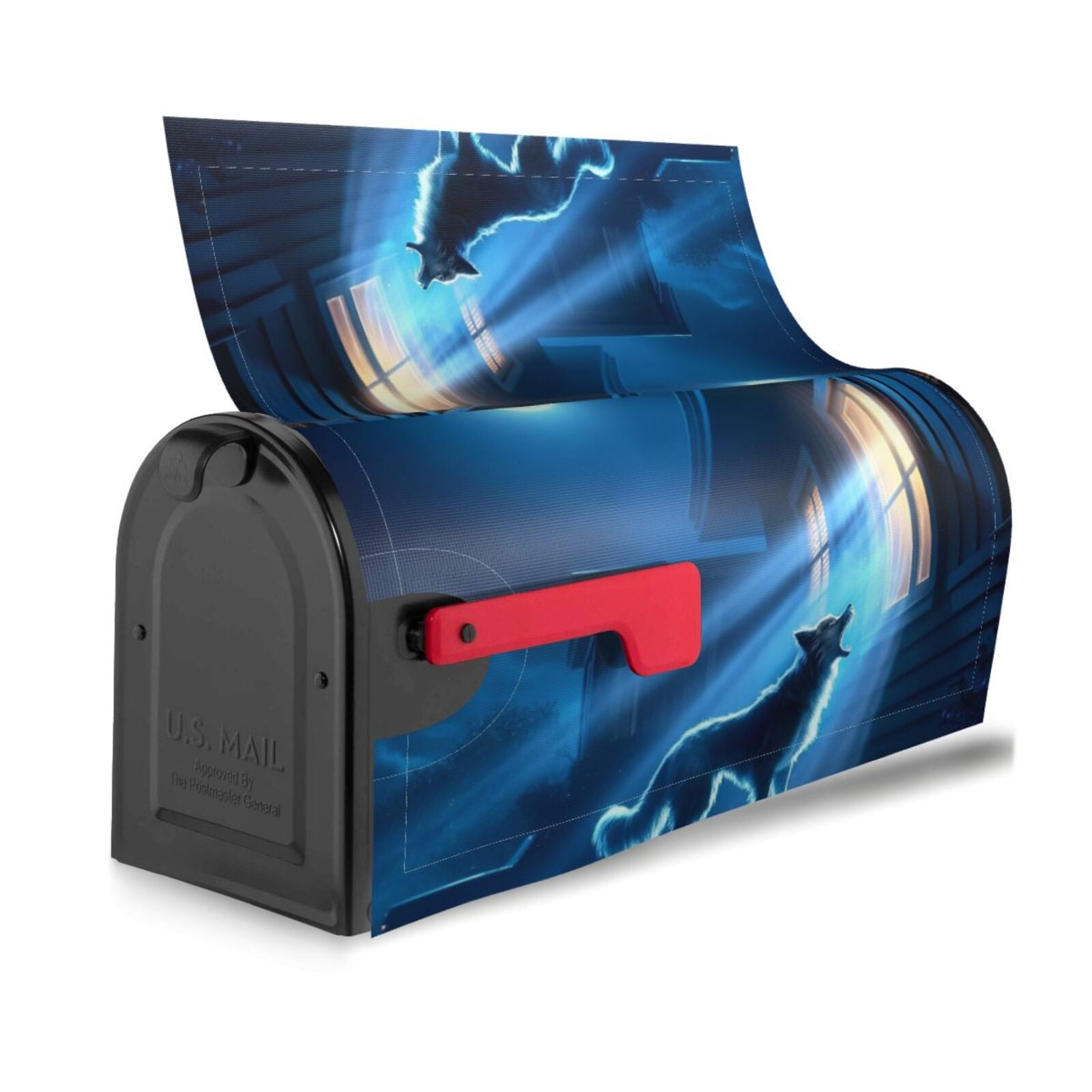 Bingfone A Wolf Barks Out A Window Magnetic Mailbox Cover Standard Size ...