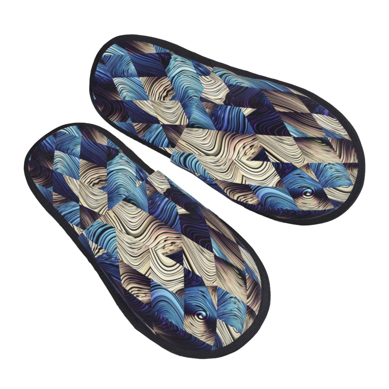 Bingfone Abstract Blue Squares House Slippers For Women Men With Soft ...