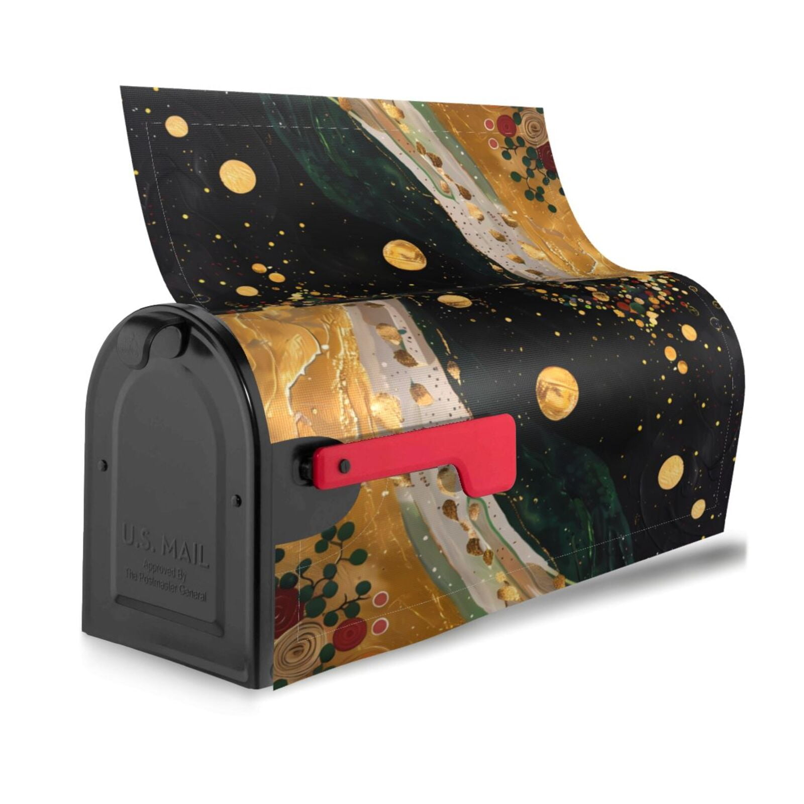 Bingfone Abstract Gold Floral Galaxy Magnetic Mailbox Cover Standard ...
