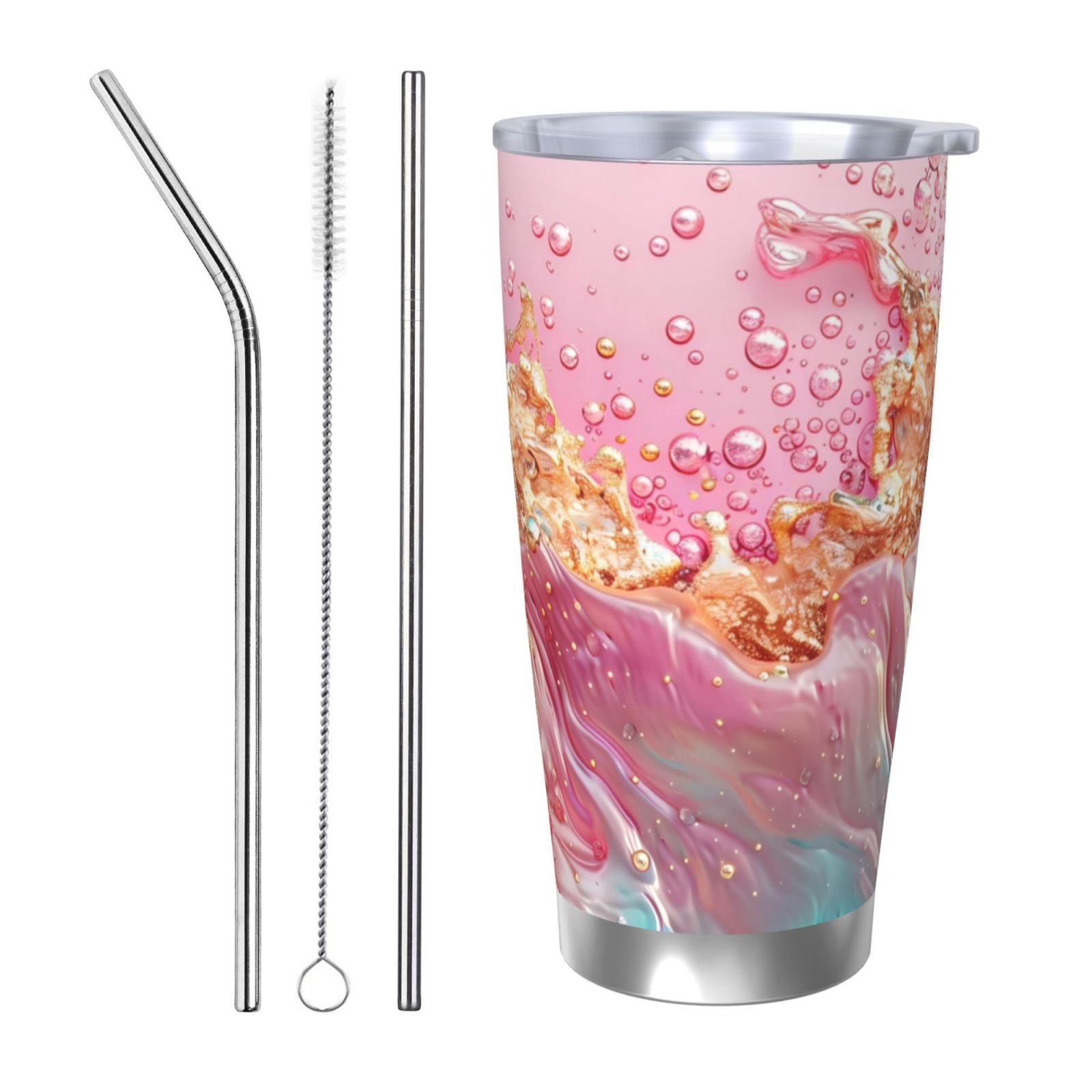 Bingfone Abstract Pink Gold Splash for 20 Oz Stainless Steel Travel Mug ...