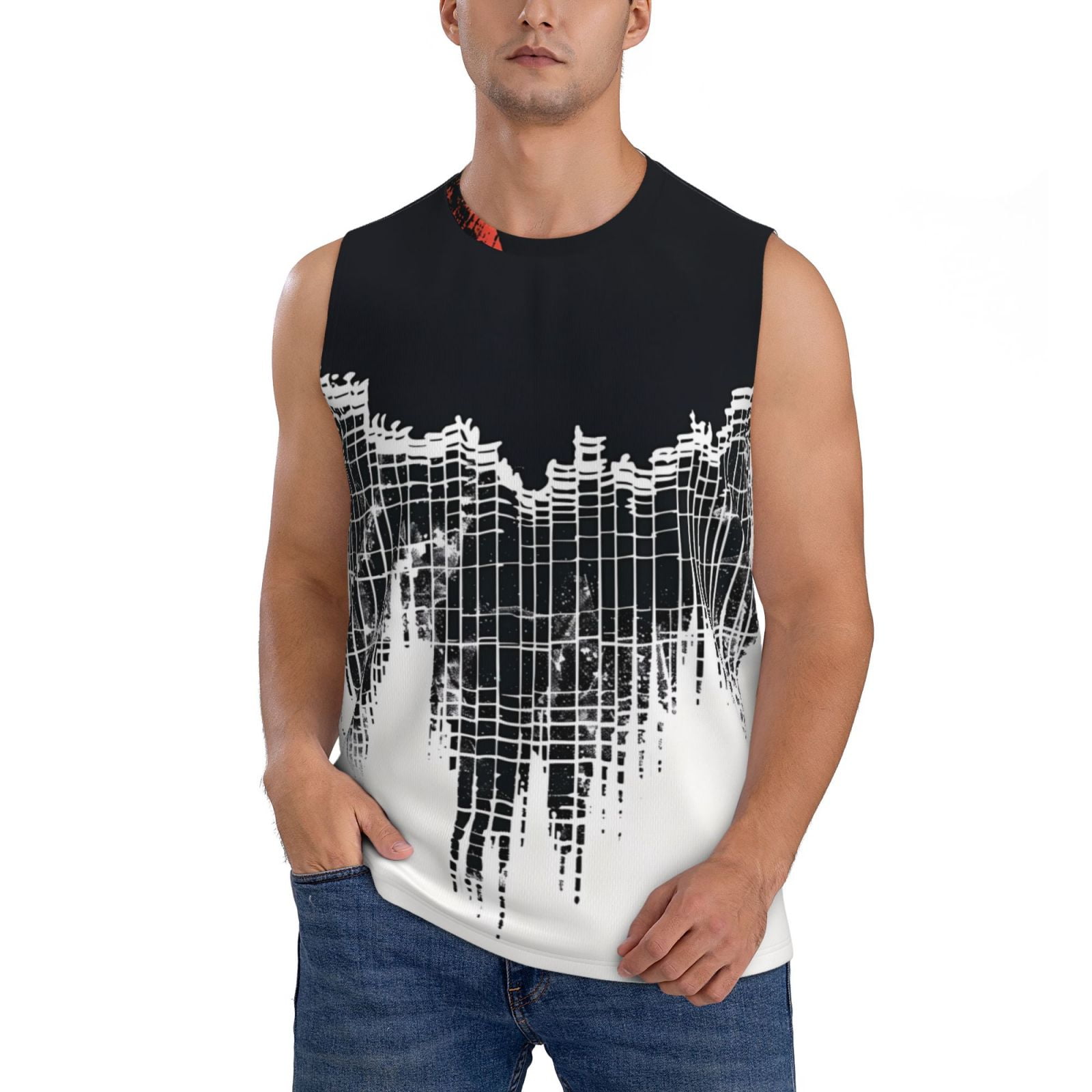 Bingfone Abstract Red Sun Design Pattern Men's Tank Tops Workout ...