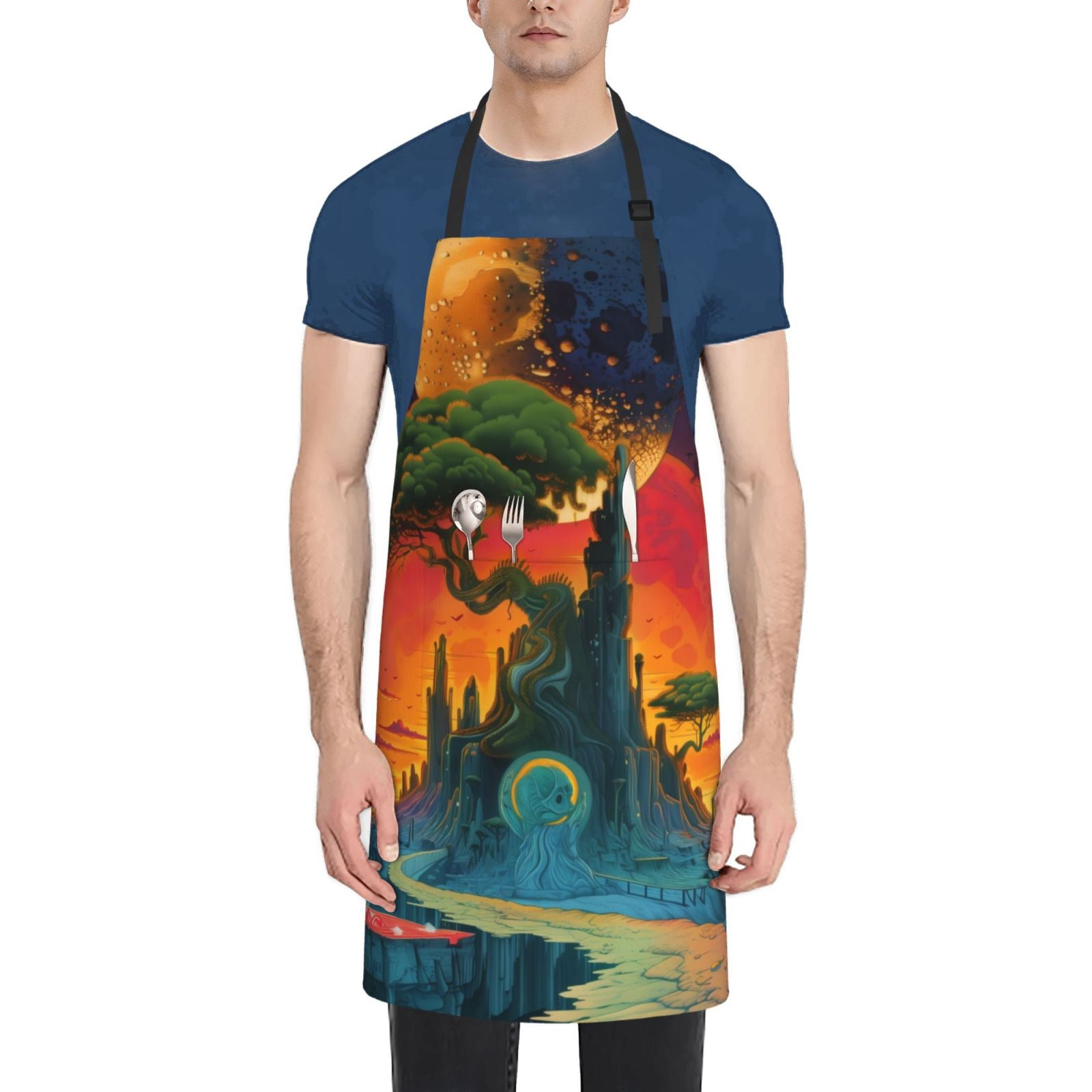 Bingfone Abstract Tree Castle Apron Gifts For Men, Women Professional ...