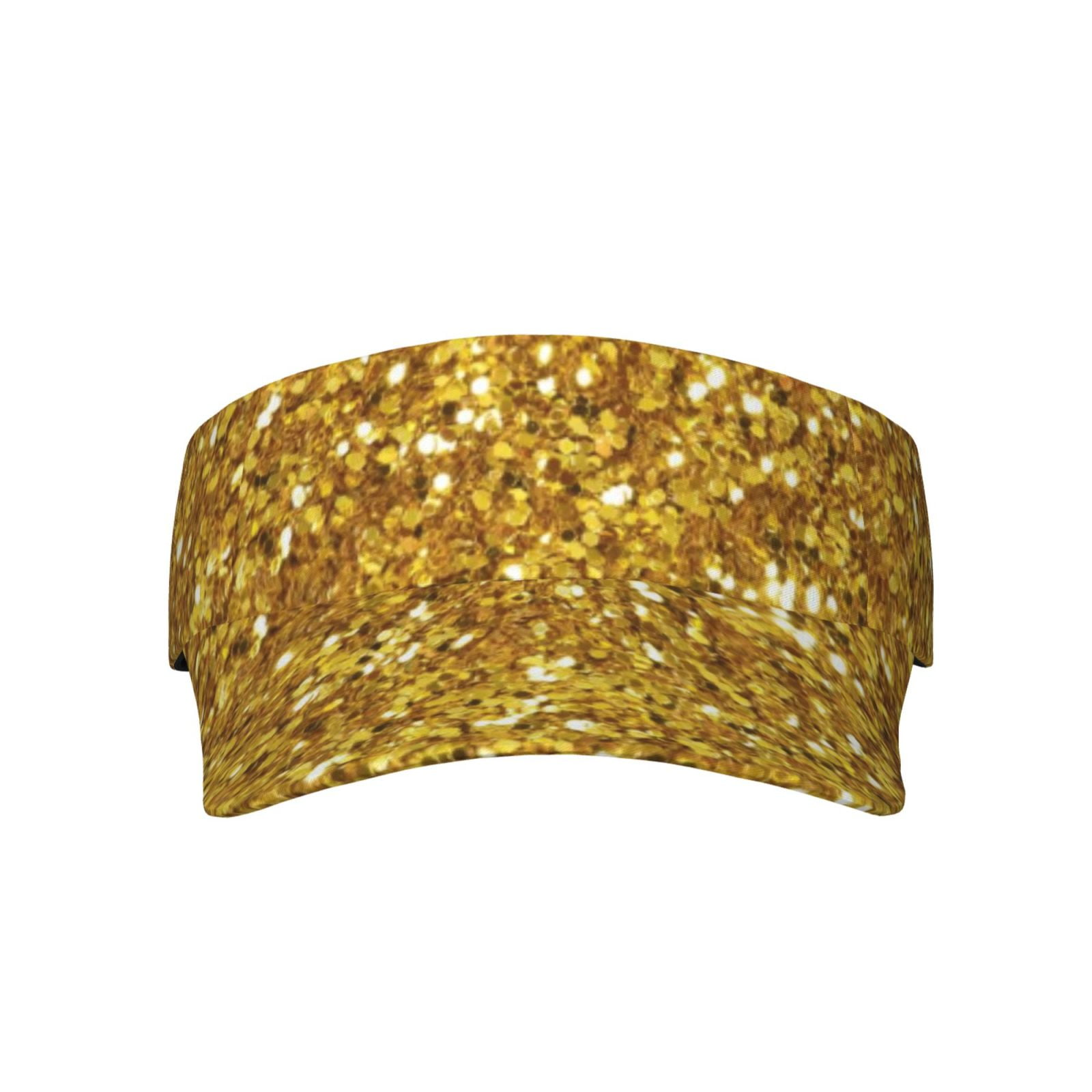 Bingfone Adjustable Empty Top Sun Visor For Women And Men-Gold Glitter ...