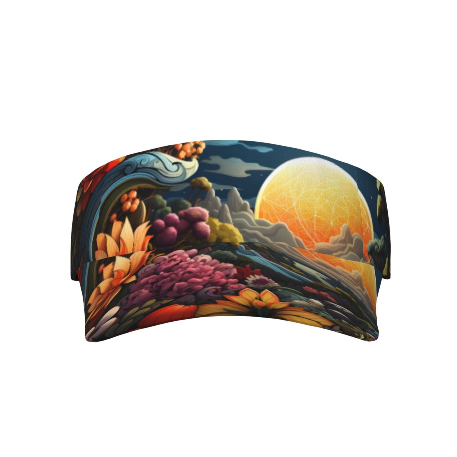 Bingfone Adjustable Empty Top Sun Visor for Women and Men-Sunset Floral ...