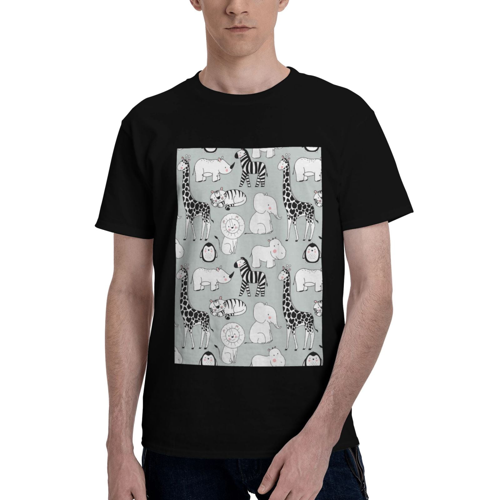 Bingfone African Animals Men'S Loose Fit Short-Sleeve Pocket T-Shirt ...