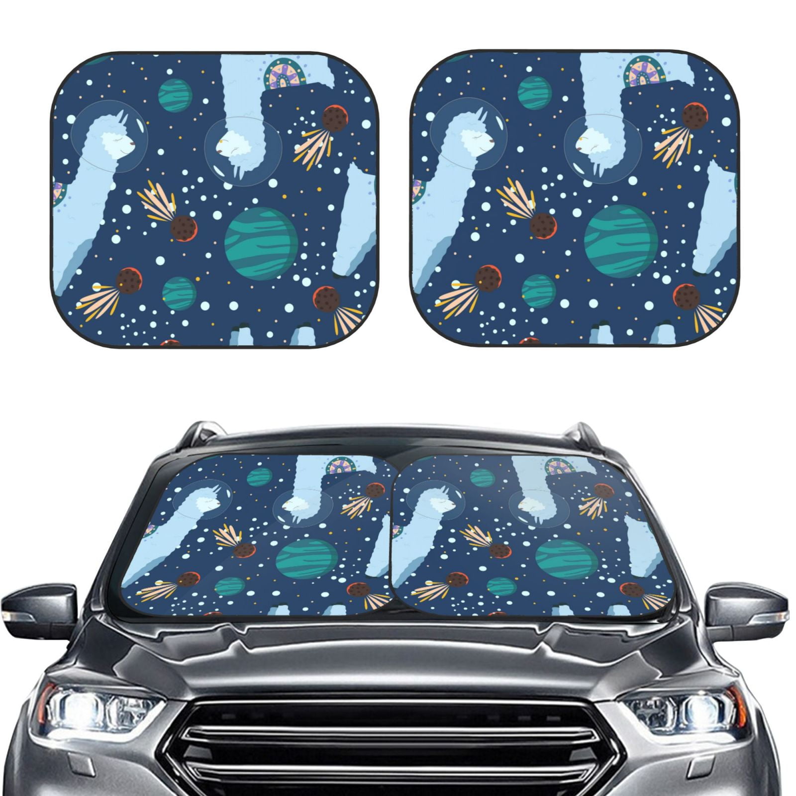 Bingfone Alpaca Astronaut In Space Windshield Sun Shade 2-Piece ...