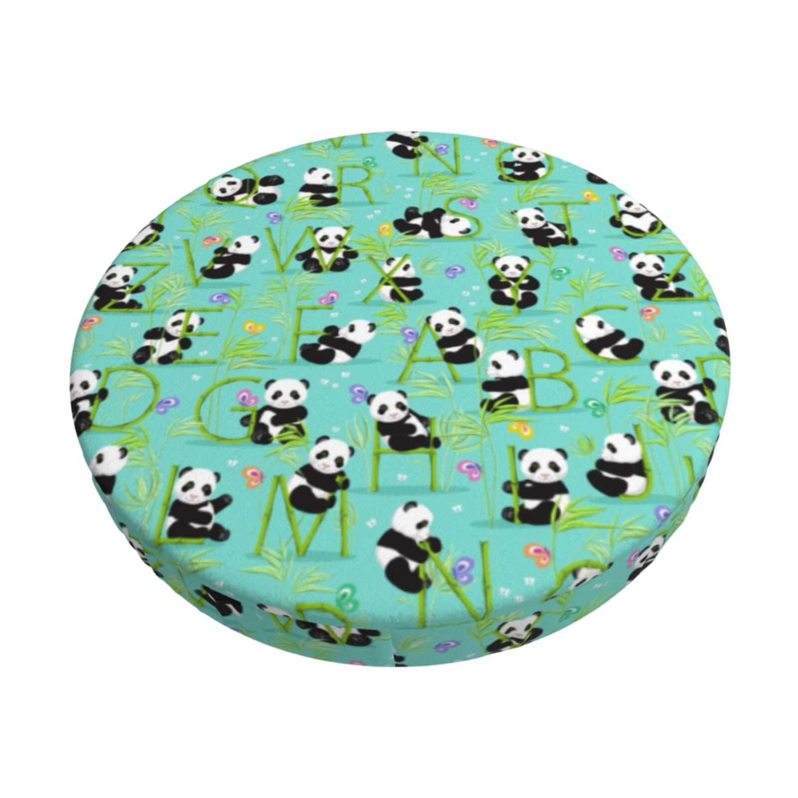 Bingfone Alphabet And Panda Padded Round Bar Stool Cover Cushion with ...