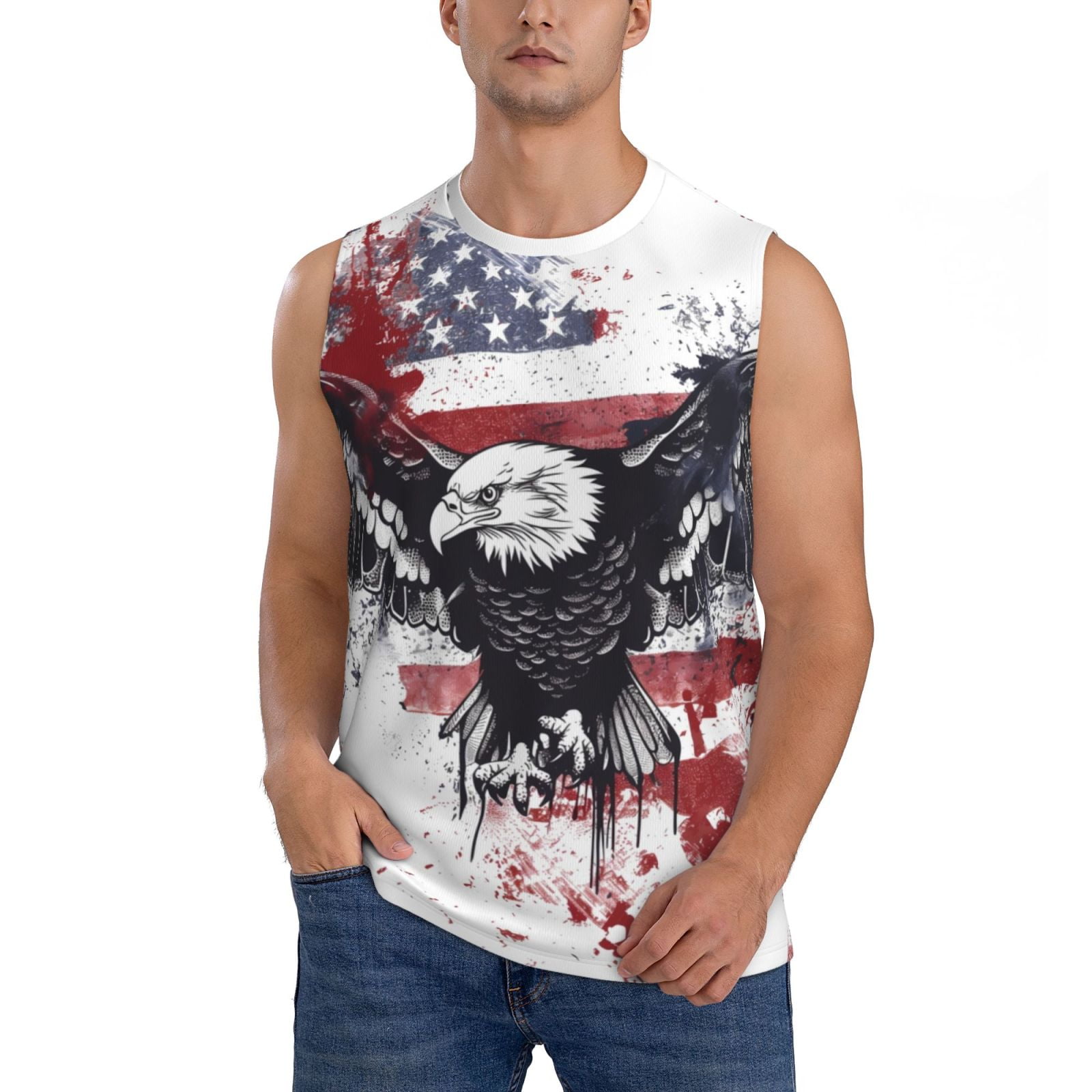 Bingfone American Flag Eagle Art Pattern Men's Tank Tops Workout ...