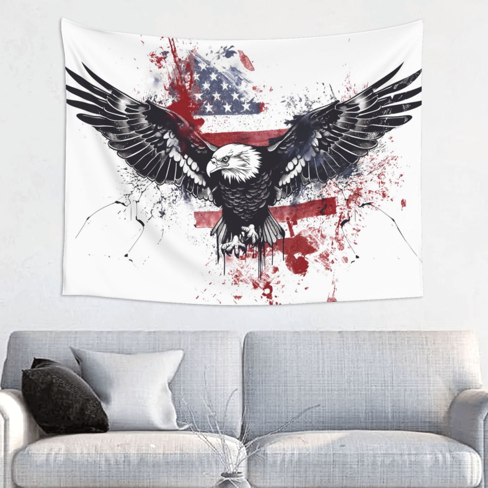 Bingfone American Flag Eagle Art Tapestry Wall Hanging Decor for Living ...