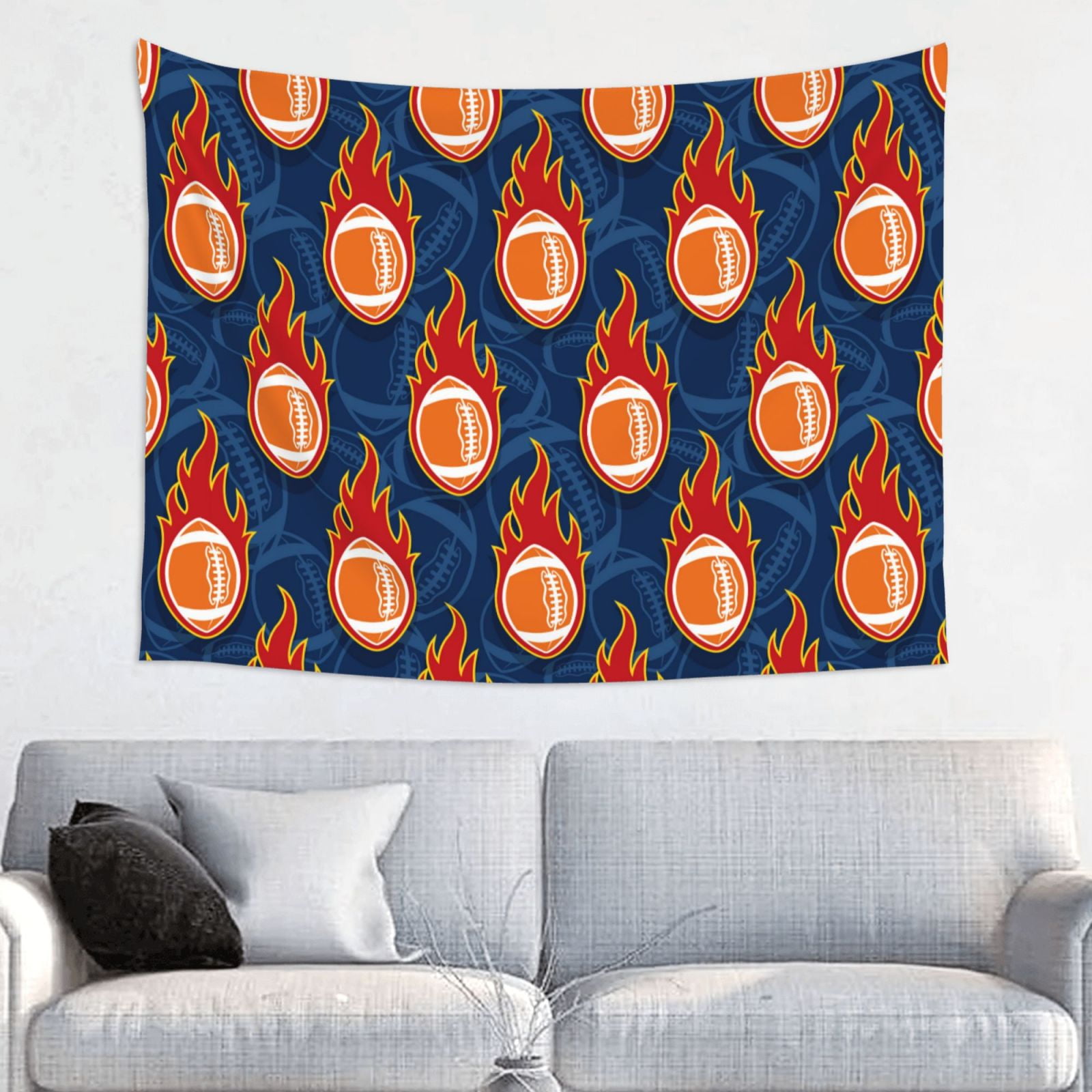 Bingfone American Football and Fire Flames Tapestry Wall Hanging Decor ...