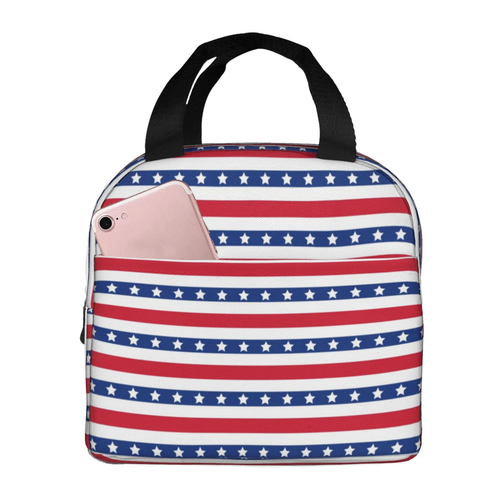 Bingfone American Patriotic Stars And Stripes Print Lunch Bag Insulated ...