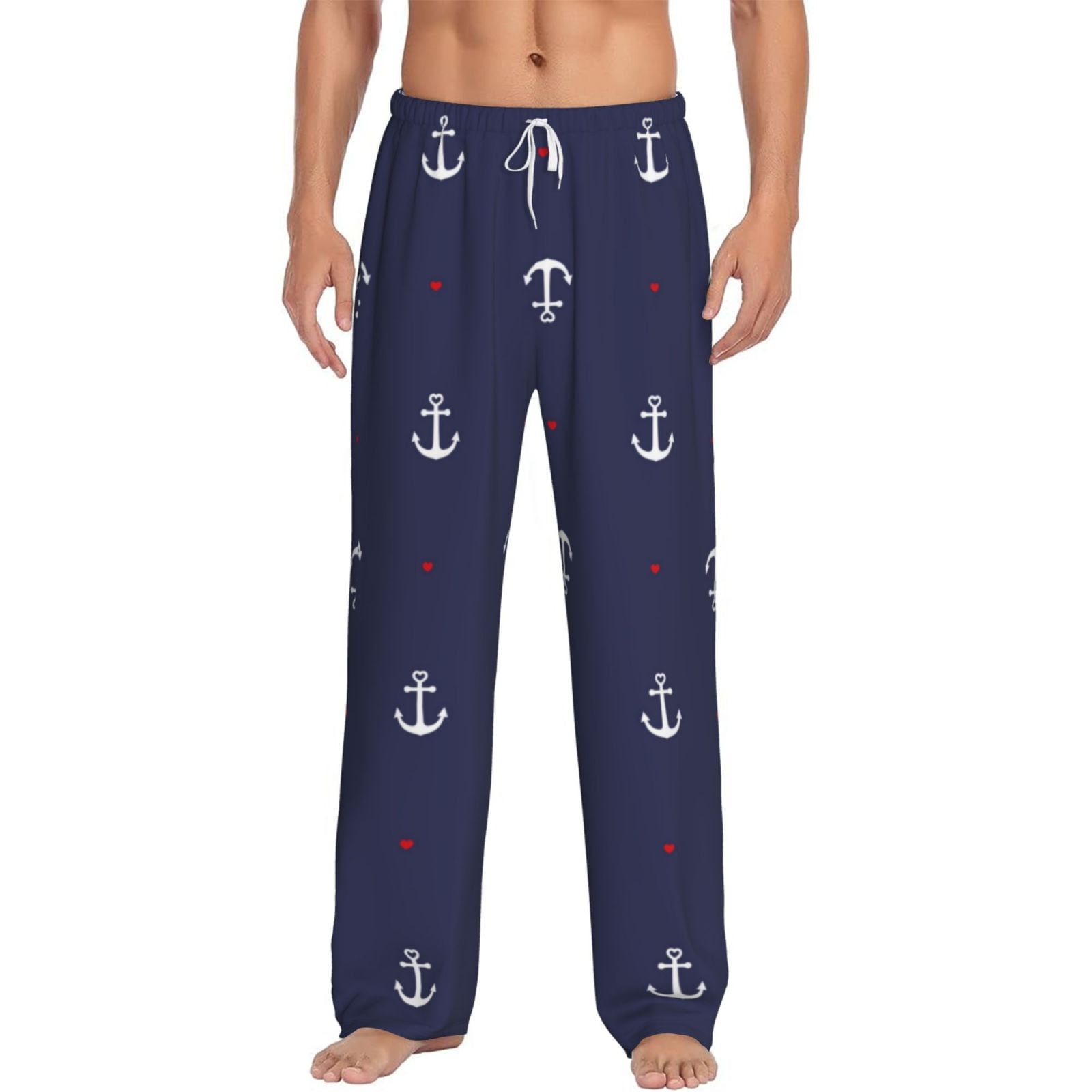 Bingfone Anchor Heart Blue Mens All Over Print Sleep Pajama Pants-Small ...
