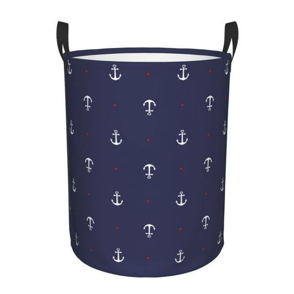 Bingfone Anchor Heart Blue Waterproof Foldable Laundry Hamper Bucket ...