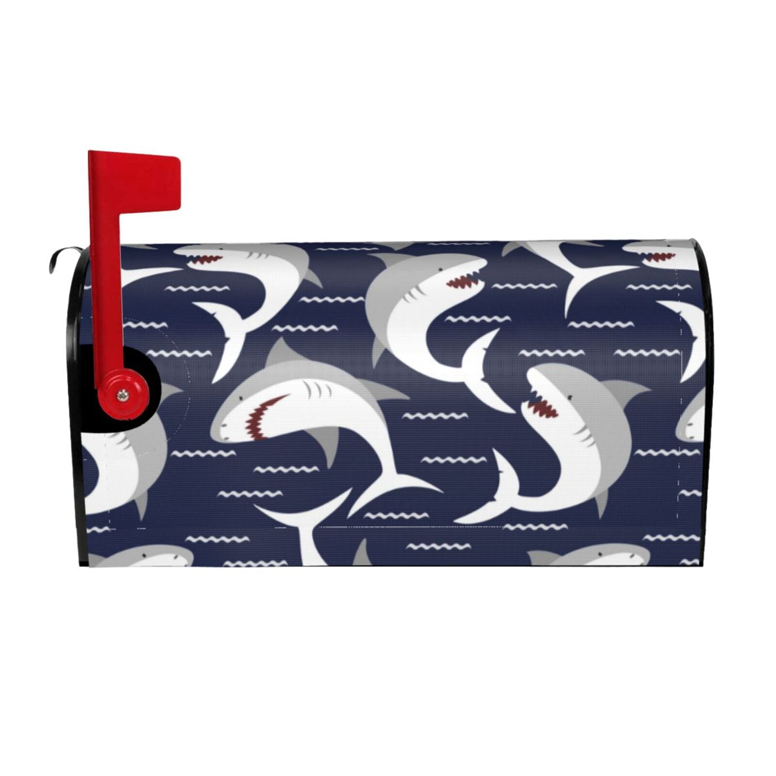 Bingfone Angry Shark Magnetic Mailbox Cover Standard Size For Garden ...