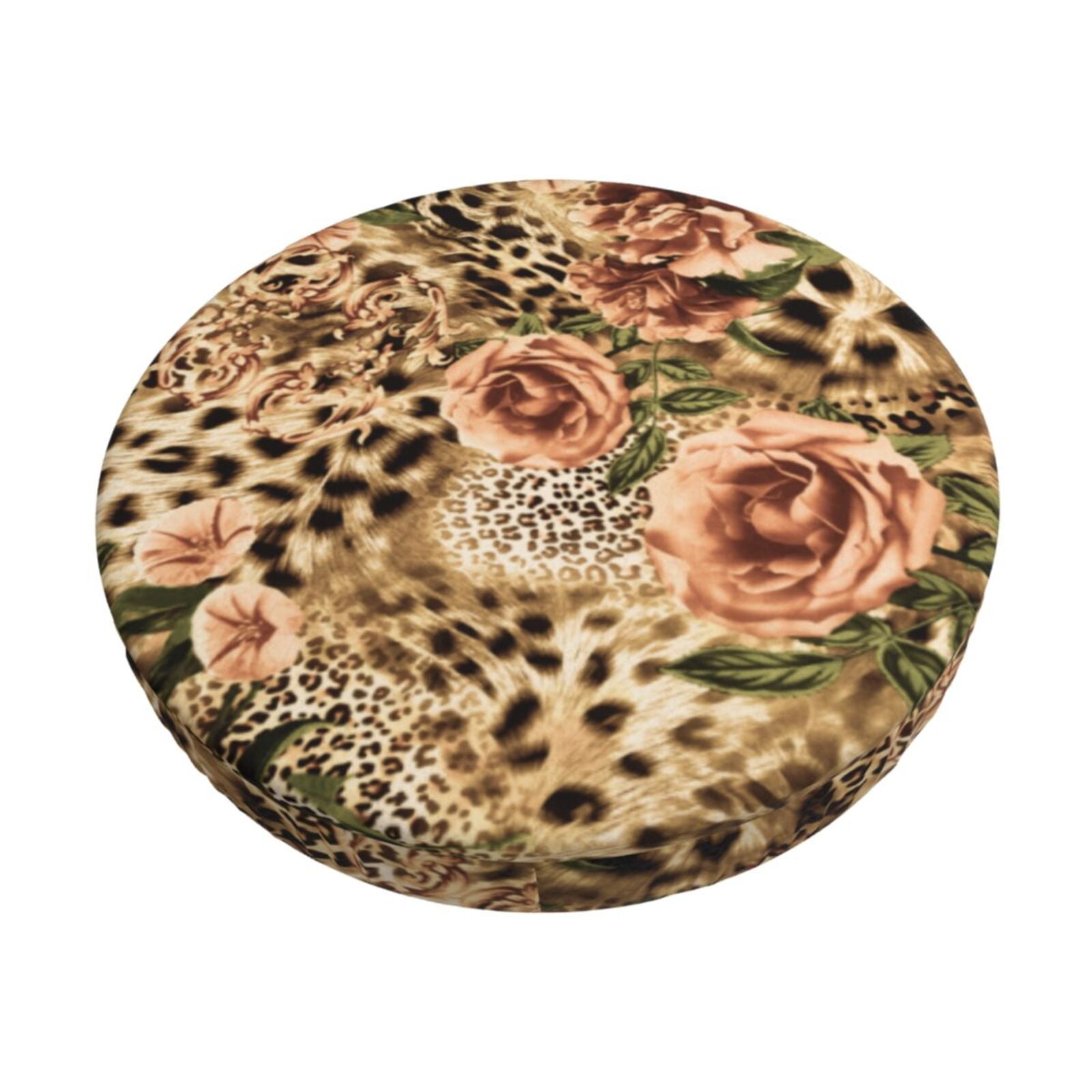 Bingfone Animal Leopard Padded Round Bar Stool Cover Cushion with ...
