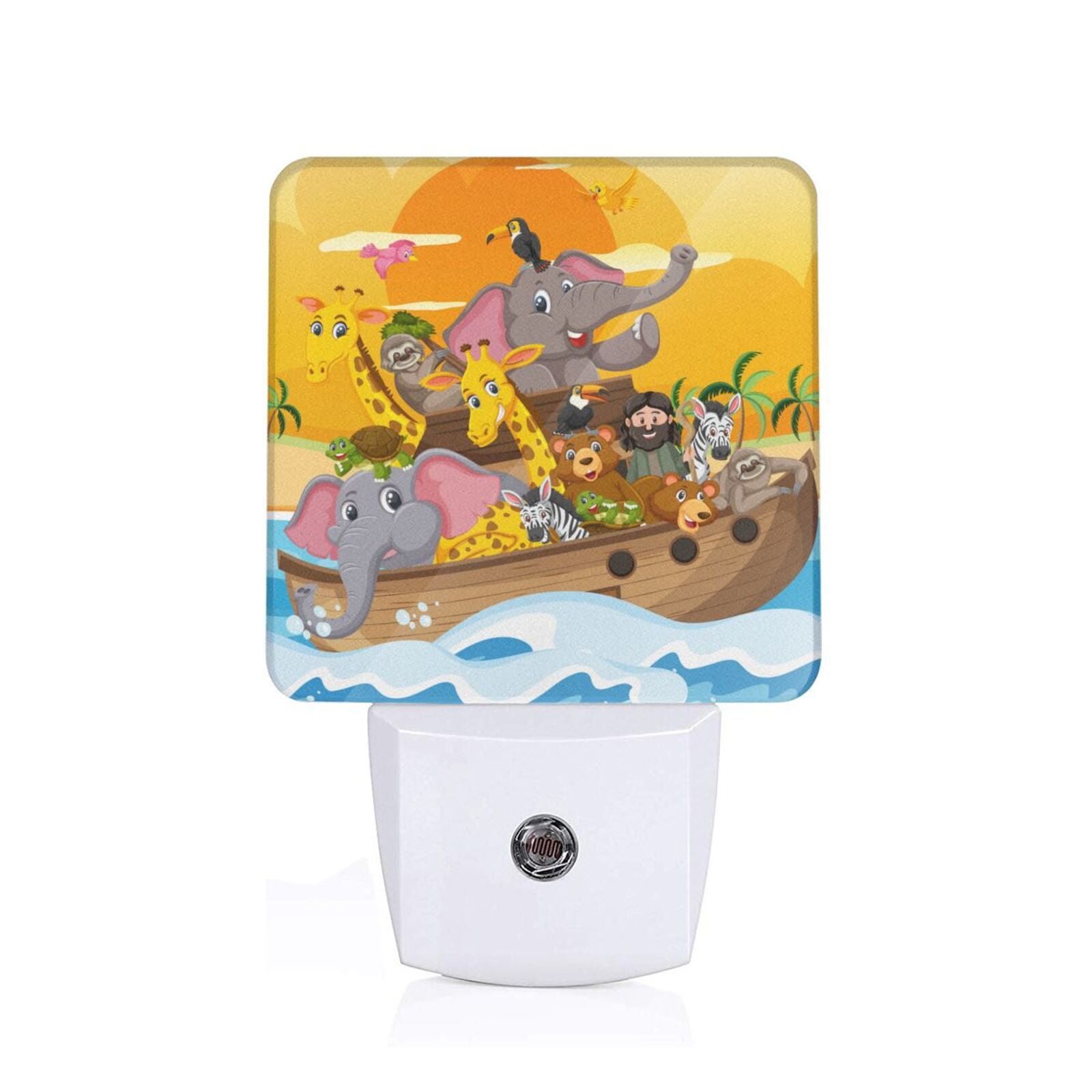 Bingfone Animals on Noah's Ark1 Print Night Lights Plug into Wall,Dusk to Dawn,Bright Nightlight ...