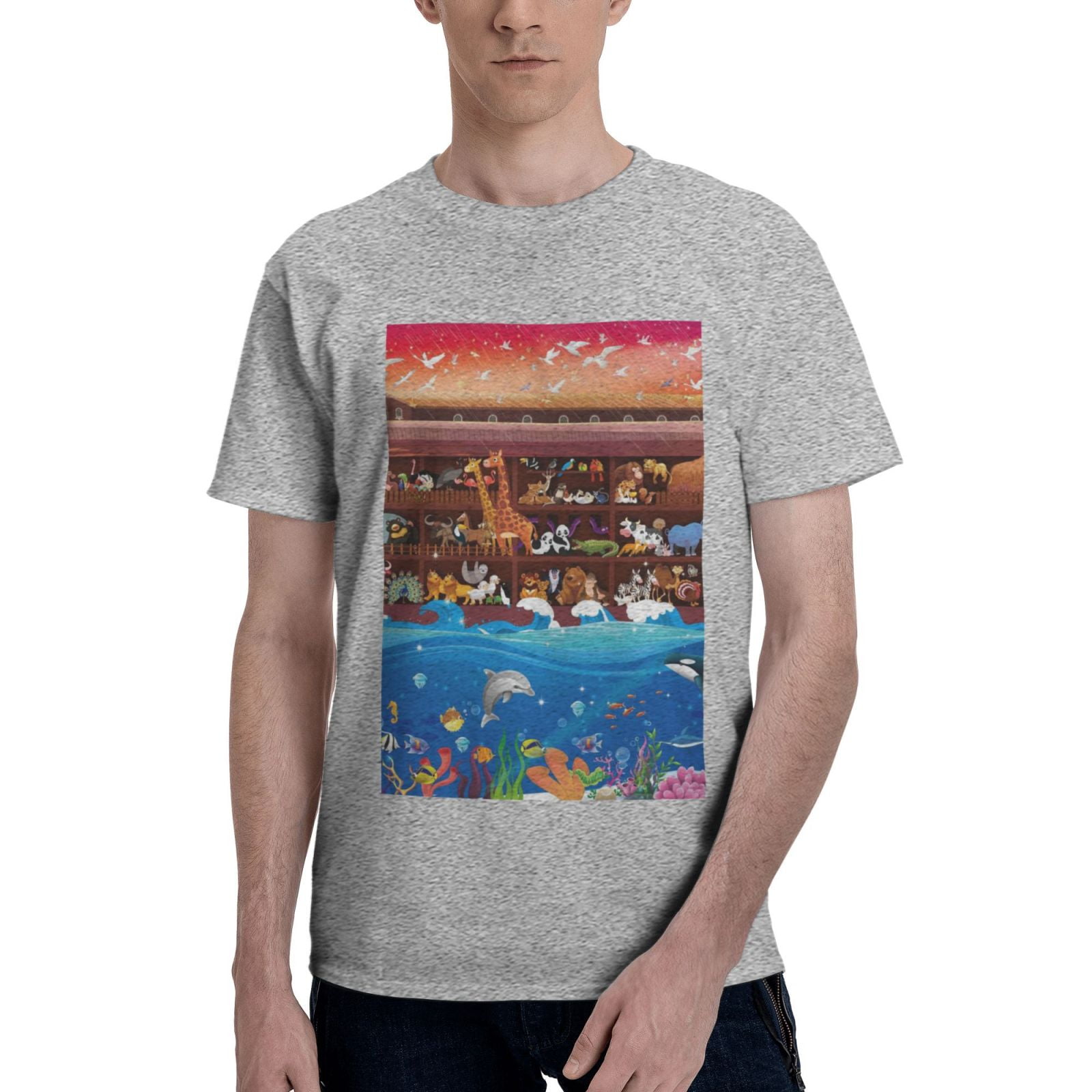 Bingfone Animals On Noah'S Ark2 Men'S Loose Fit Short-Sleeve Pocket T ...
